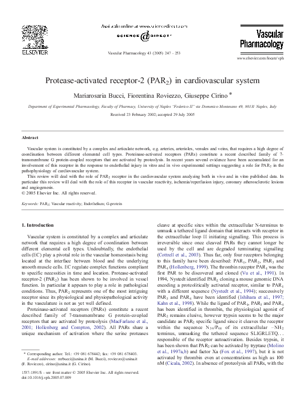 (PDF) Protease-activated receptor-2 (PAR2) in cardiovascular system (PDF) Protease-activated receptor-2 (PAR2) in cardiovascular system