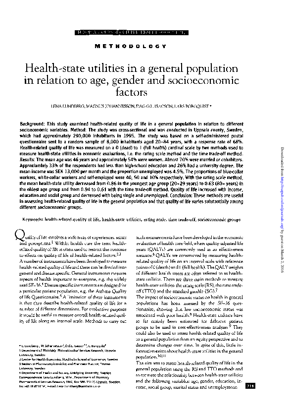 (PDF) Methodology. Health-state utilities in a general population in ...