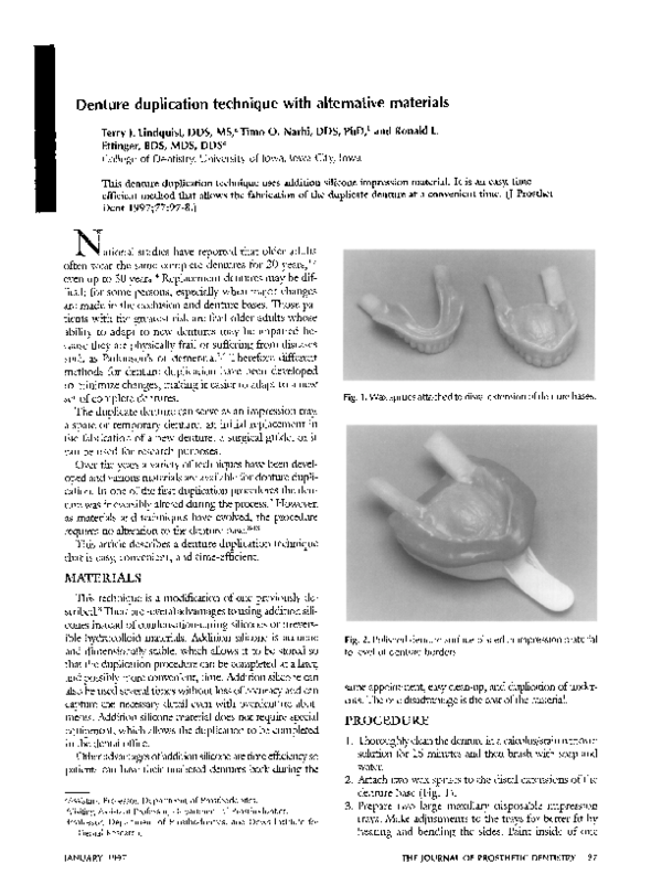 (PDF) Denture duplication technique with alternative materials