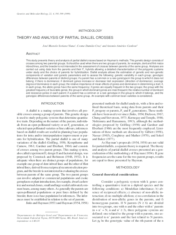 THEORY AND ANALYSIS OF PARTIAL DIALLEL CROSSES