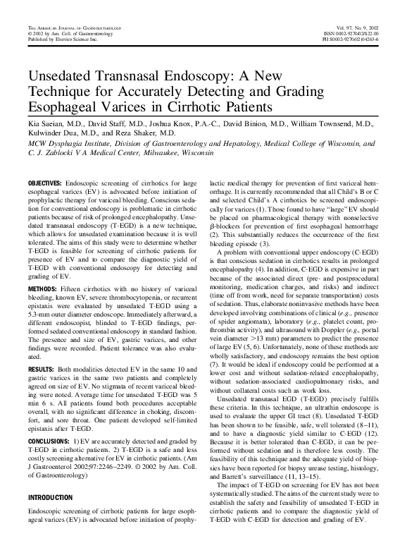 (PDF) Unsedated transnasal endoscopy: a new technique for accurately ...