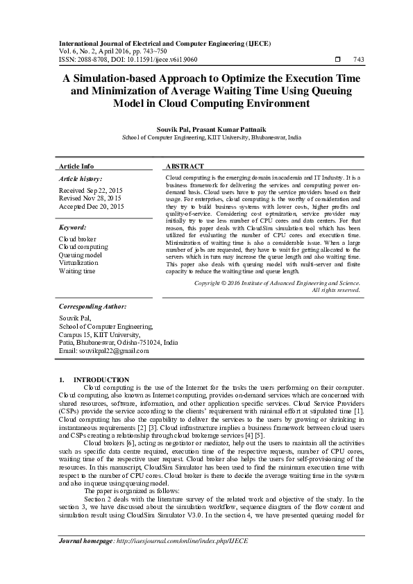 (PDF) A Simulation-based Approach to Optimize the Execution Time and Minimization of Average ...