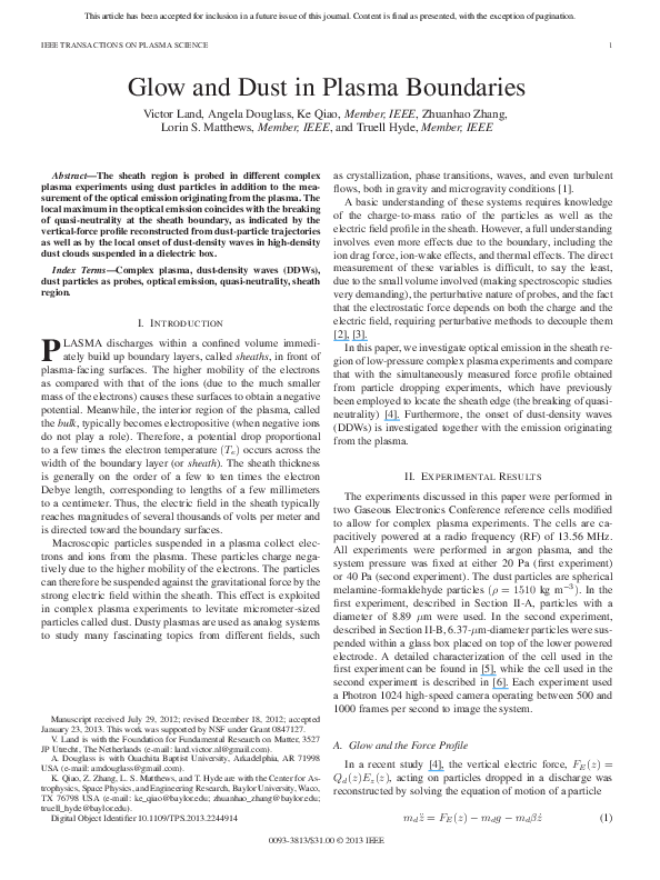 (PDF) Glow and Dust in Plasma Boundaries