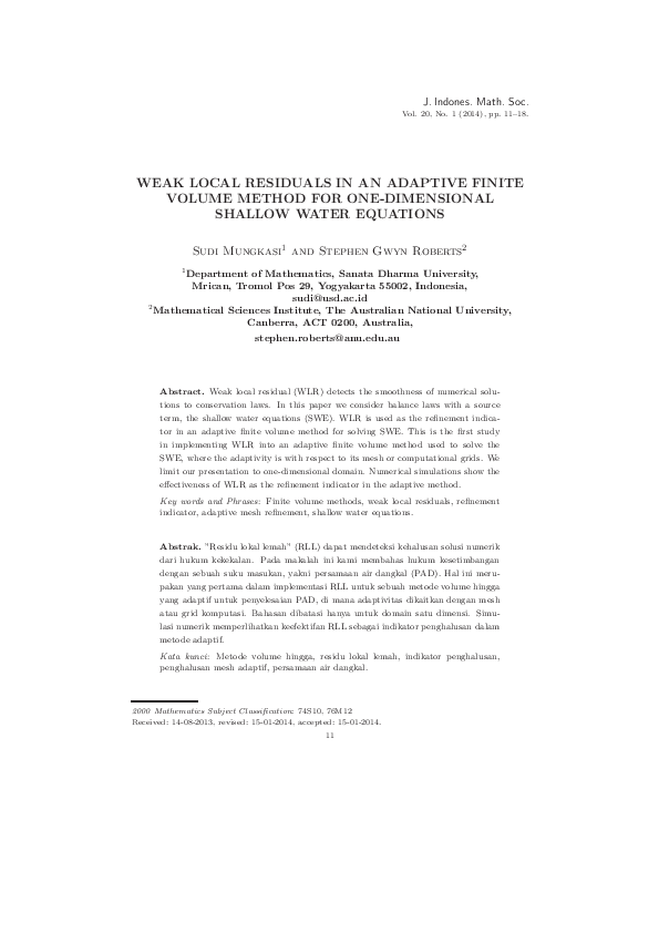 Pdf Weak Local Residuals In An Adaptive Finite Volume Method For One