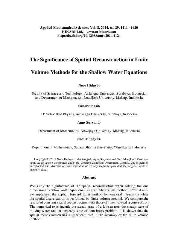 (PDF) The Significance of Spatial Reconstruction in Finite Volume ...