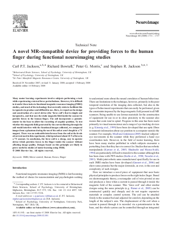 (PDF) A novel MR-compatible device for providing forces to the human ...