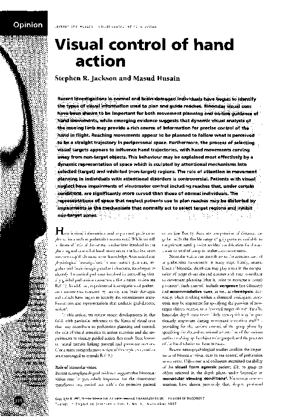 (PDF) Visual control of hand action