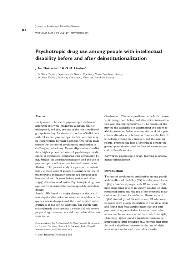 (PDF) Psychotropic drug use among people with intellectual disability ...