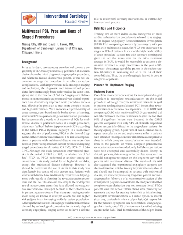 (PDF) Multivessel PCI: pros and cons of staged procedures