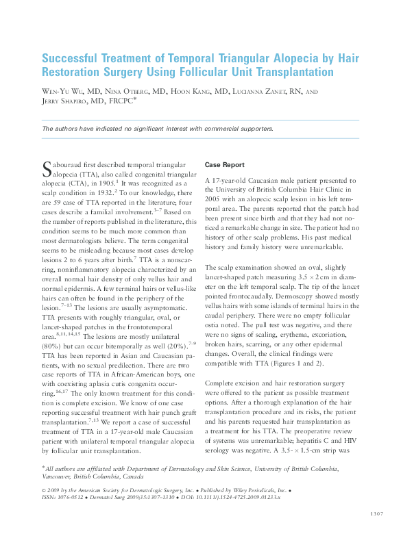 (PDF) Congenital triangular alopecia | Francesco Lacarrubba - Academia.edu
