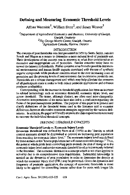 (PDF) Defining and Measuring Economic Threshold Levels