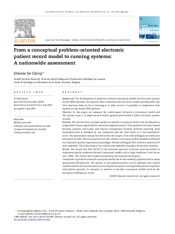 (PDF) From a conceptual problem-oriented electronic patient record ...