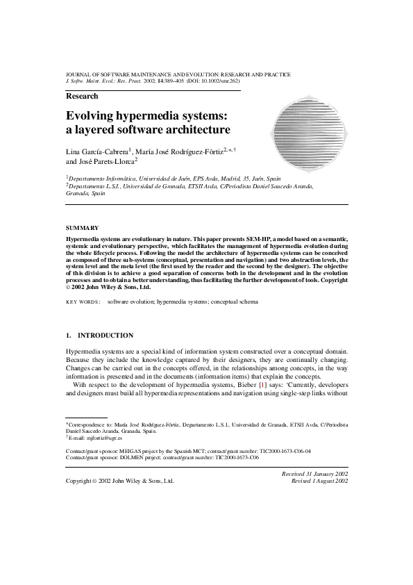 (PDF) Evolving hypermedia systems: a layered software architecture