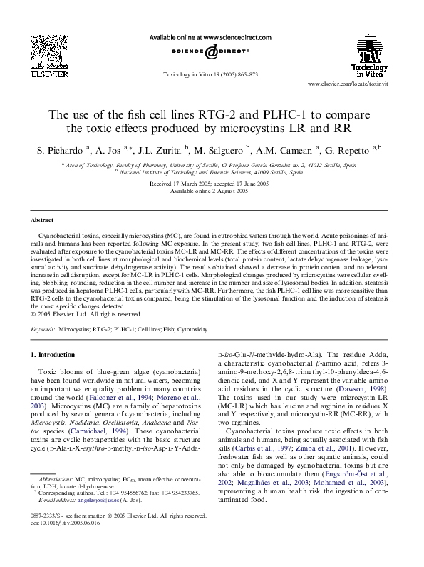 (PDF) The use of the fish cell lines RTG-2 and PLHC-1 to compare the ...
