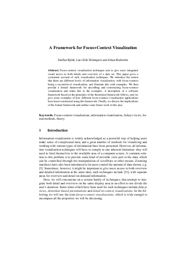 Pdf A Framework For Focus Context Visualization