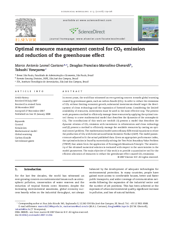 Pdf Optimal Resource Management Control For Co2 Emission And