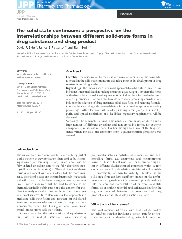 (PDF) The solid-state continuum: a perspective on the ...