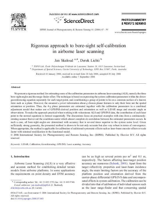 (PDF) Rigorous approach to bore-sight self-calibration in airborne ...