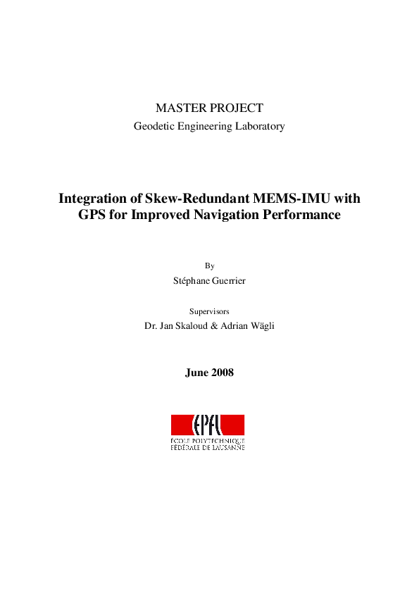 Pdf Integration Of Skew Redundant Mems Imu With Gps For Improved Navigation Performance