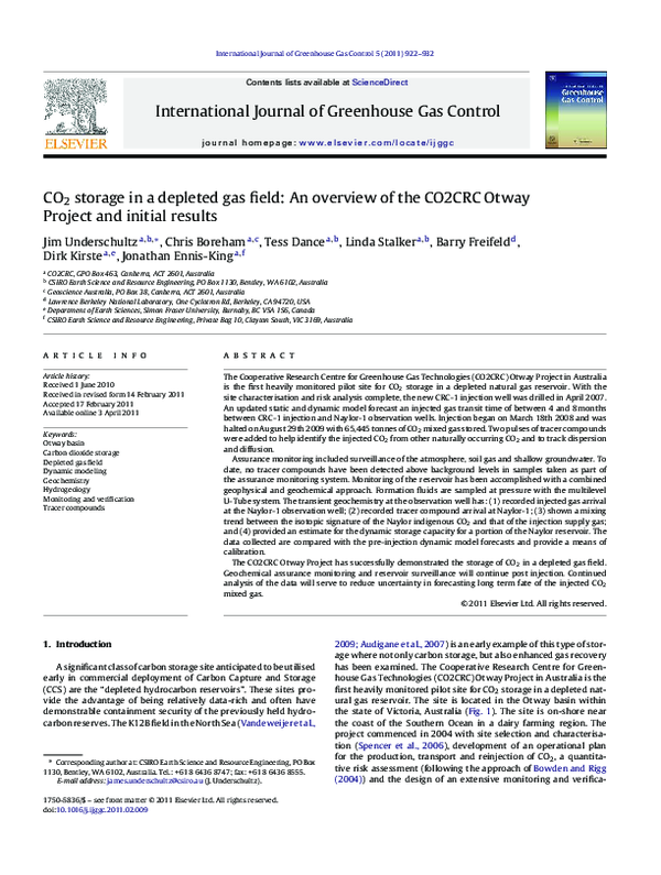 (PDF) CO2 storage in a depleted gas field: An overview of the CO2CRC ...