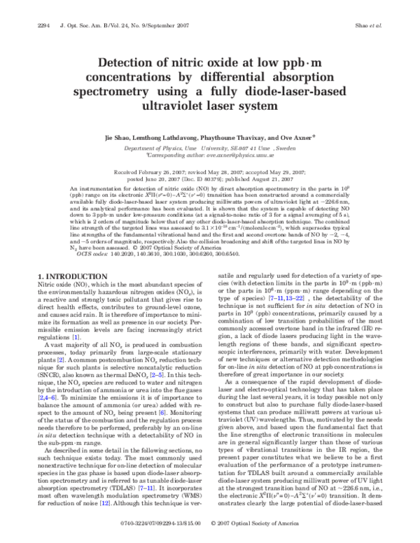 (PDF) Detection of nitric oxide at low ppb?m concentrations by ...