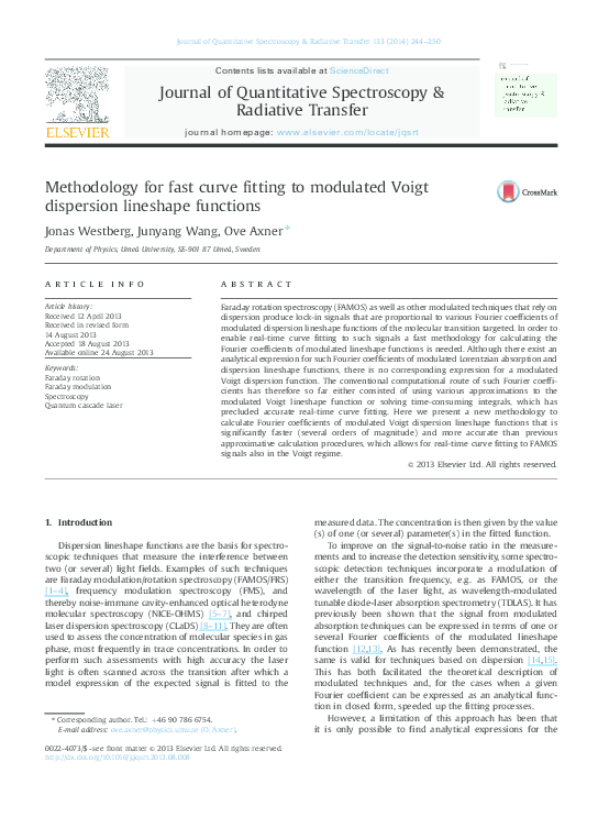 (PDF) Methodology for fast curve fitting to modulated Voigt dispersion ...