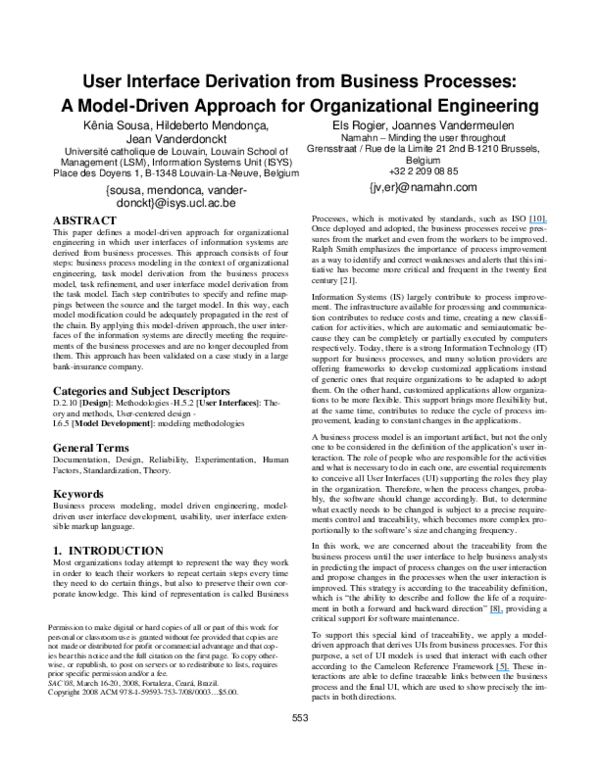 (PDF) User interface derivation from business processes
