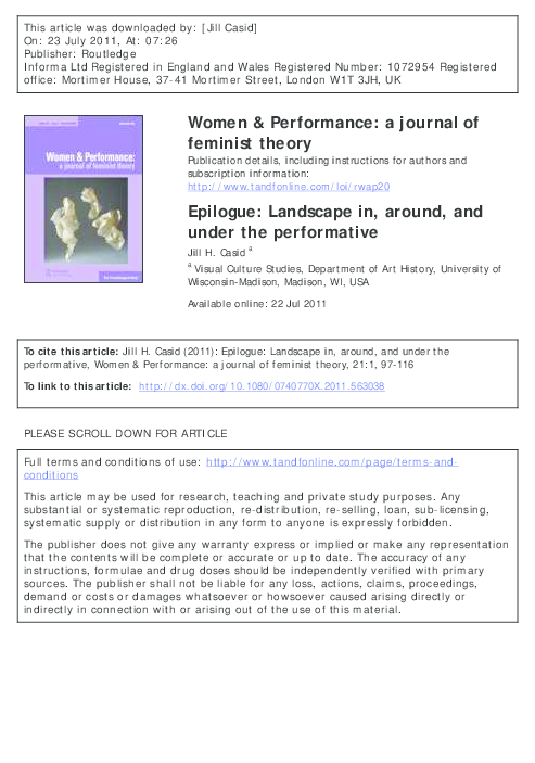 (PDF) “Landscape in, around, and under the Performative,” Women ...