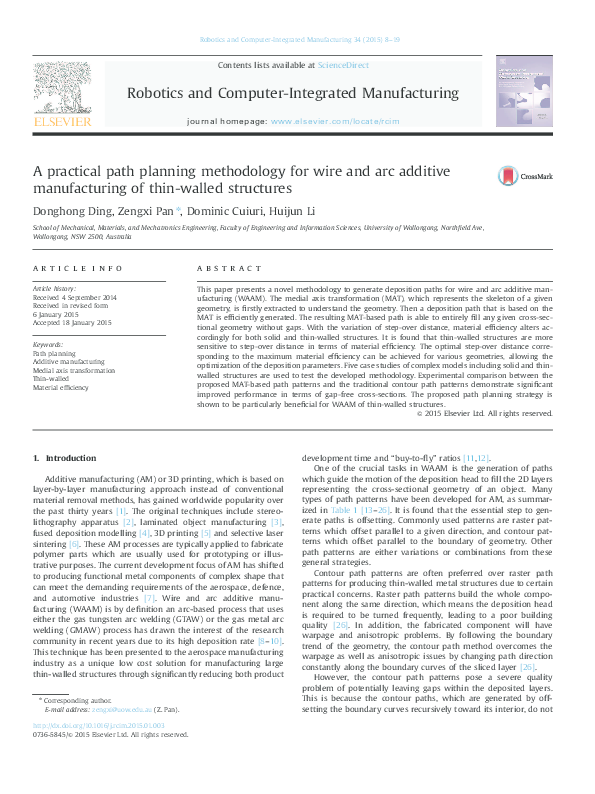 (PDF) A practical path planning methodology for wire and arc additive ...