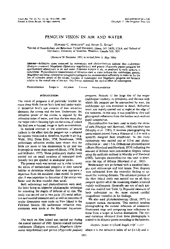 (PDF) Penguin vision in air and water