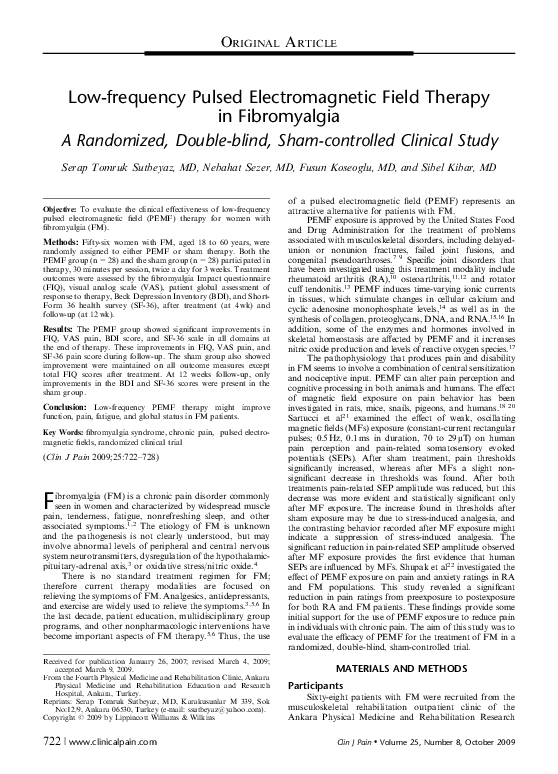 (PDF) Low-frequency Pulsed Electromagnetic Field Therapy in Fibromyalgia