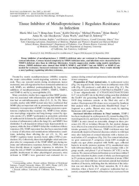 (PDF) Tissue Inhibitor of Metalloproteinase 1 Regulates Resistance to ...