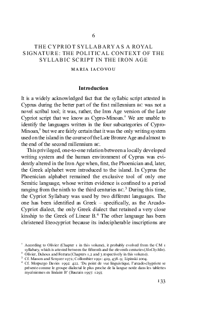 (PDF) • Iacovou, M. 2013. The Cypriot Syllabary as a Royal Signature ...