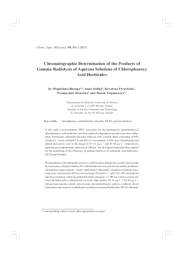 (PDF) Chromatographic Determination of the Products of Gamma Radiolysis of Aqueous Solutions of ...