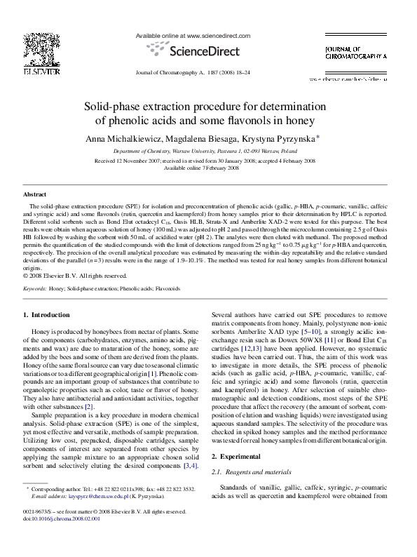 (PDF) Solid-phase extraction procedure for determination of phenolic acids and some flavonols in ...
