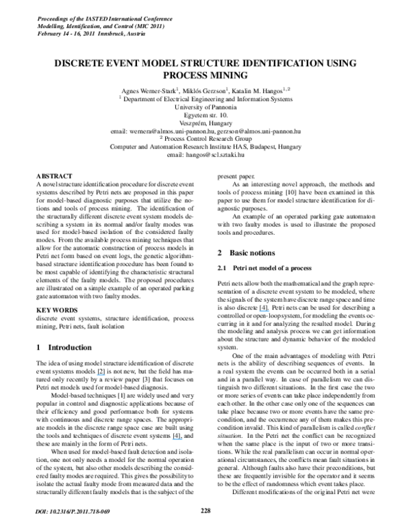 (PDF) Discrete Event Model Structure Identification using Process Mining
