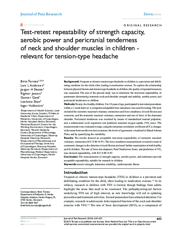 (PDF) Test-retest repeatability of strength capacity, aerobic power and ...