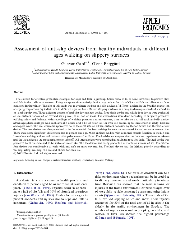 (PDF) Assessment of anti-slip devices from healthy individuals in ...