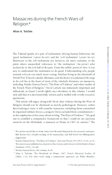 (PDF) Massacres During the French Wars of Religion