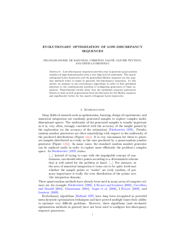 (PDF) Evolutionary optimization of low-discrepancy sequences