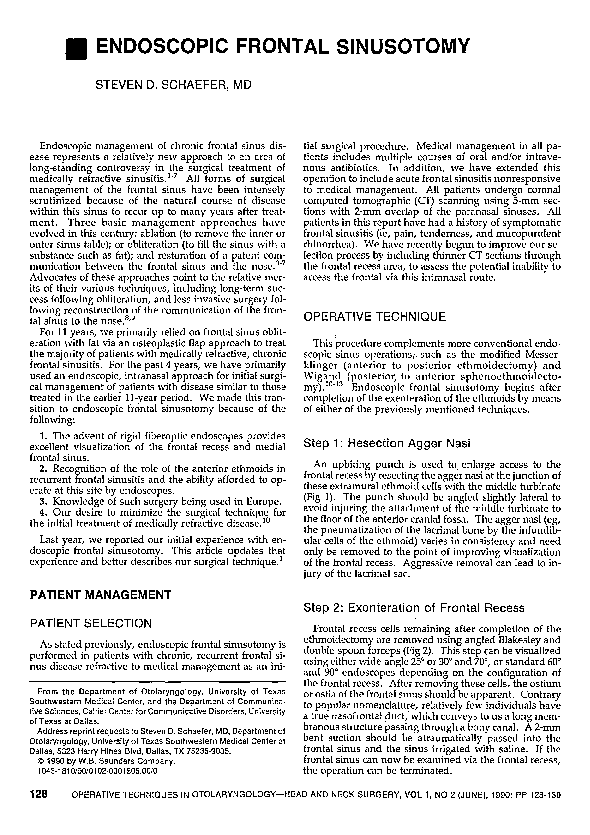 (PDF) Endoscopic frontal sinusotomy