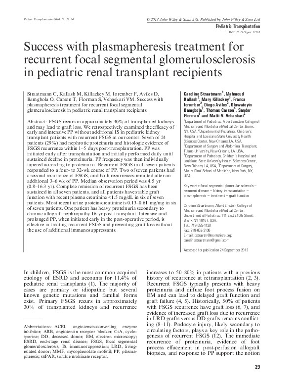 (PDF) Success with plasmapheresis treatment for recurrent focal ...