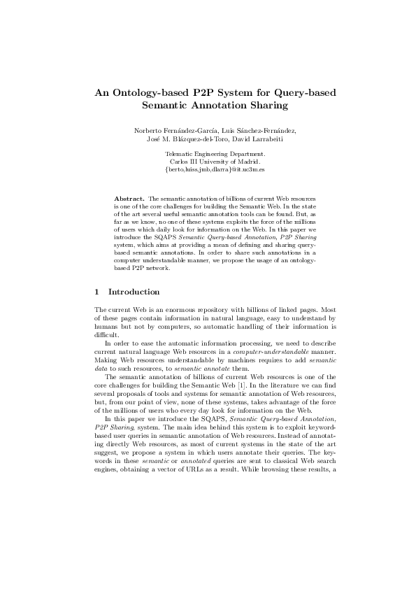 (PDF) An Ontology-based P2P System for Query-based Semantic Annotation Sharing