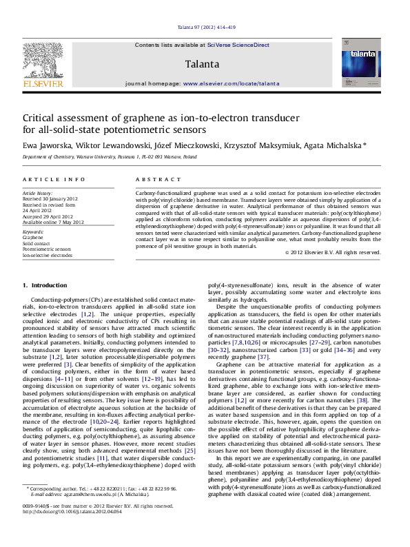 (PDF) Critical assessment of graphene as ion-to-electron transducer for all-solid-state ...