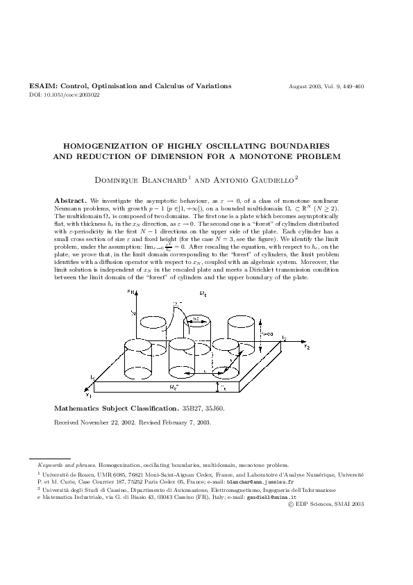 (PDF) Homogenization of highly oscillating boundaries and reduction of dimension for a monotone ...