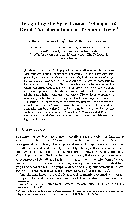 (PDF) Integrating the specification techniques of graph transformation and temporal logic | Uwe ...