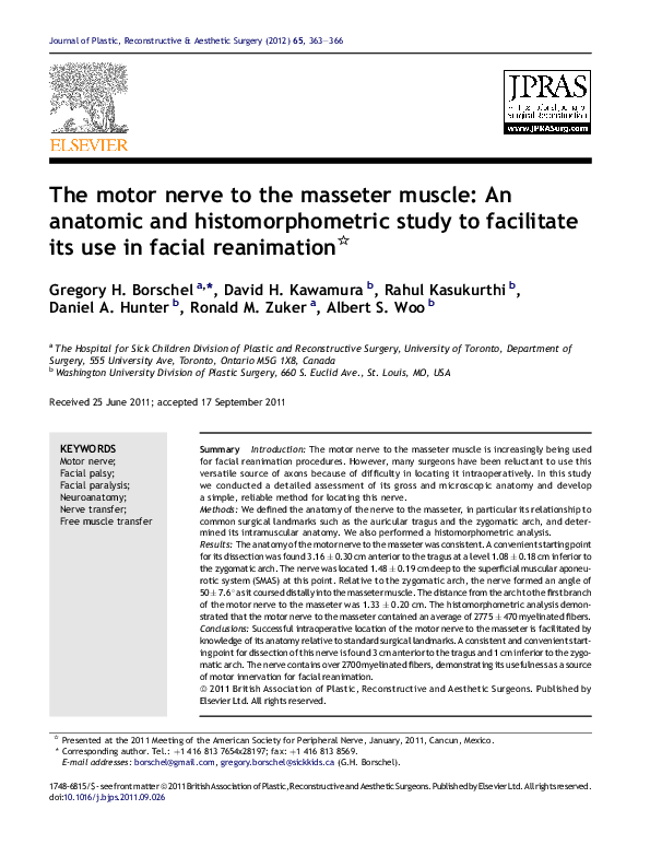 (PDF) Anatomical study of the masseteric and obturator nerves ...