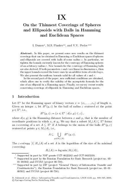 (PDF) On the thinnest coverings of spheres and ellipsoids with balls in ...