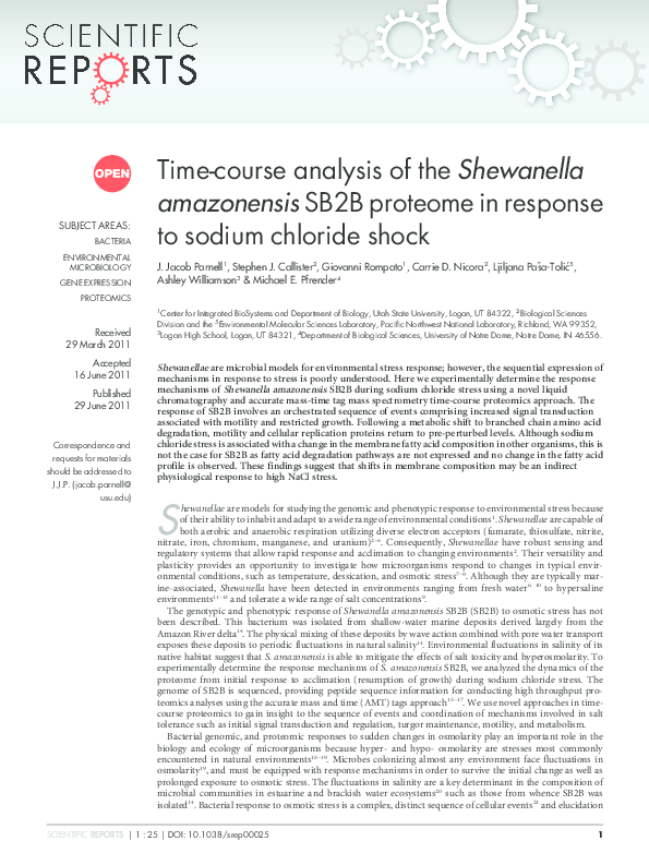 (PDF) Time-course analysis of the Shewanella amazonensis SB2B proteome ...