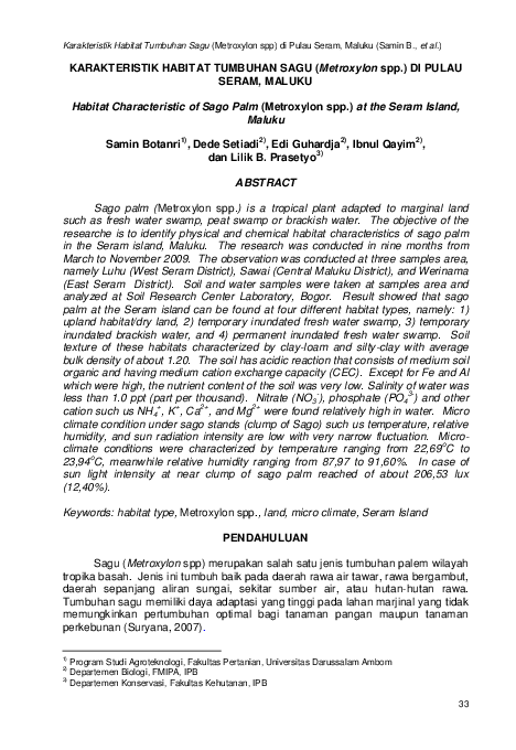 (PDF) Habitat Characteristic of Sago Palm (Metroxylon spp.) at the ...
